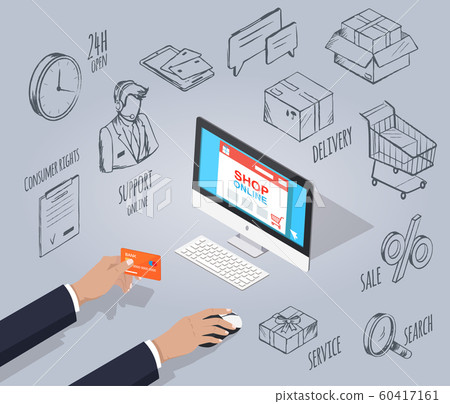 Customer Buying Products Online Placing Order - Stock Illustration ...