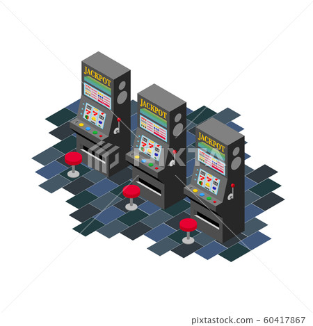 Isometric view of three black slot machines - Stock Illustration ...