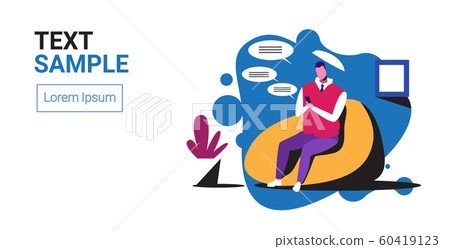 man using smartphone mobile chatting app social... - Stock Illustration ...