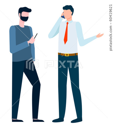 Worker Phoning, Employee with Smartphone Vector - Stock Illustration ...