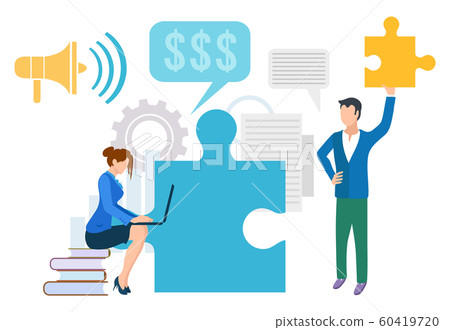 Working Process Workers with Tasks Man and Woman - Stock Illustration ...