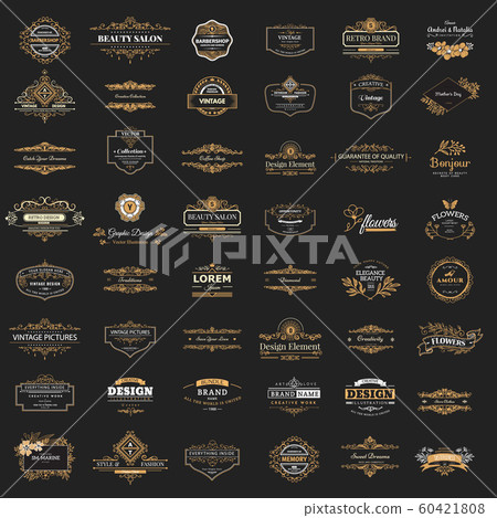 Collection of vintage logos and symbols. - Stock Illustration [60421808 ...