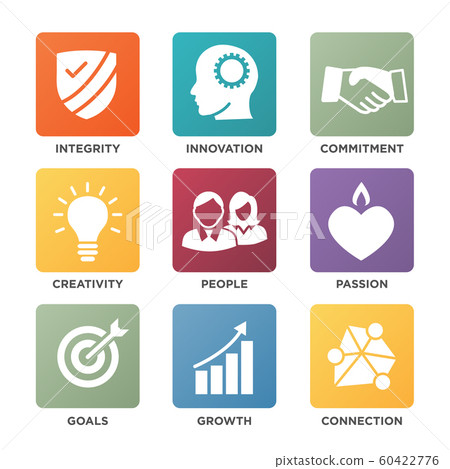 Company Core Values Solid Icons for Websites or - Stock Illustration ...