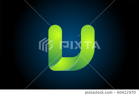 green gradient logo v alphabet letter design icon - Stock Illustration ...