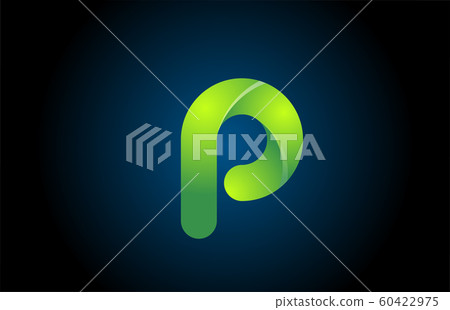 green gradient logo p alphabet letter design icon - Stock Illustration ...