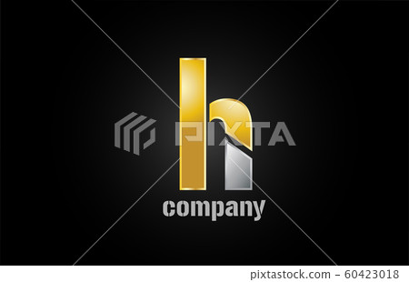 gold silver metal logo h alphabet letter design - Stock Illustration ...