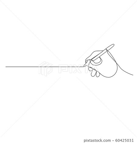 Continuous one line hand with pen write a... - Stock Illustration ...