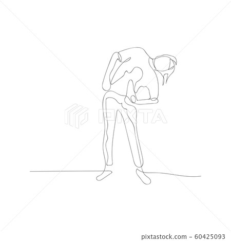 Continuous one line woman doing warm-up... - Stock Illustration ...