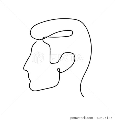 Continuous one line abstract face of man, side... - Stock Illustration ...