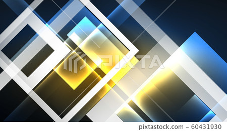Neon glowing techno square rectangle lines,... - Stock Illustration ...