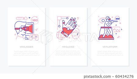 Virtual Reality concept - line design style... - Stock Illustration ...