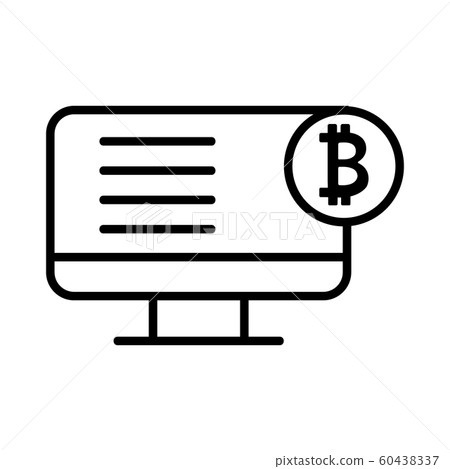 Bitcoin and monitor icon vector. Isolated... - Stock Illustration ...