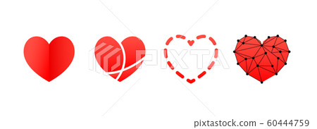 Modern minimal red heart shape set icons isolated - Stock Illustration ...
