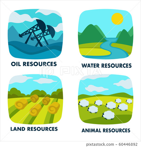 Naturally occurring resources icons set with... - Stock Illustration ...
