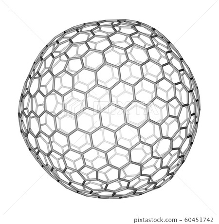 Nanocluster fullerene C540 molecular model - Stock Illustration ...