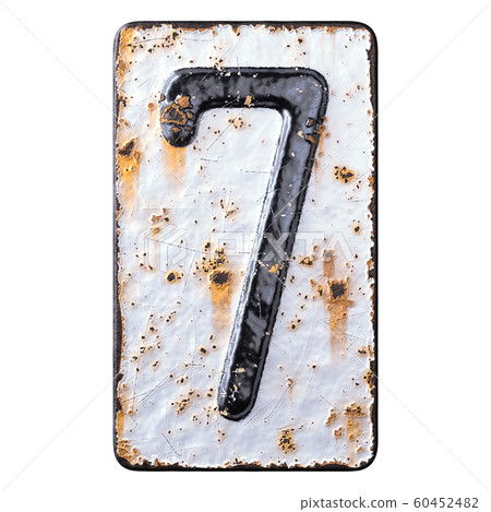Number 7 made of forged metal on the background... - Stock Illustration ...
