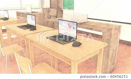 Elementary School Classroom PC No People No... - Stock Illustration ...