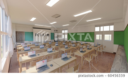 Elementary school classroom, no computers,... - Stock Illustration ...
