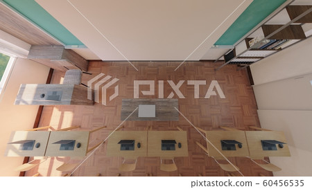 Elementary School Classroom Computer No People... - Stock Illustration ...