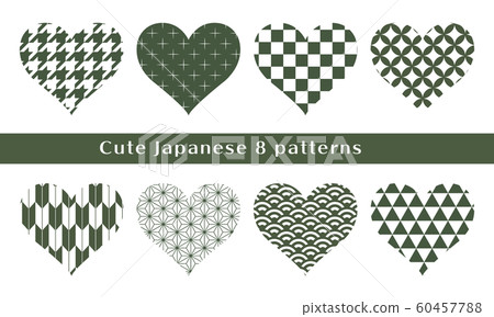 Japanese pattern heart green - Stock Illustration [60457788] - PIXTA