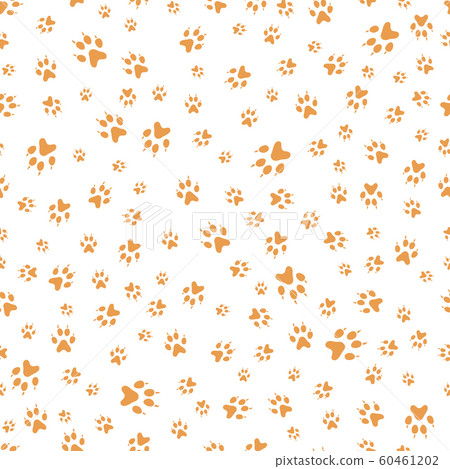Seamless pattern Dog paw tracks Animal background - Stock Illustration ...