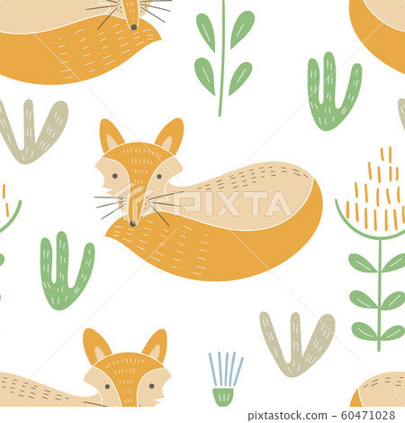Vector Seamless Baby Pattern with Cute Forest - Stock Illustration ...