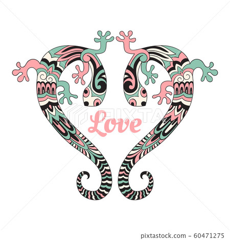 Vector Valentines card with love lizards. - Stock Illustration ...