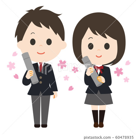 Male and female students graduate - Stock Illustration [60478935] - PIXTA
