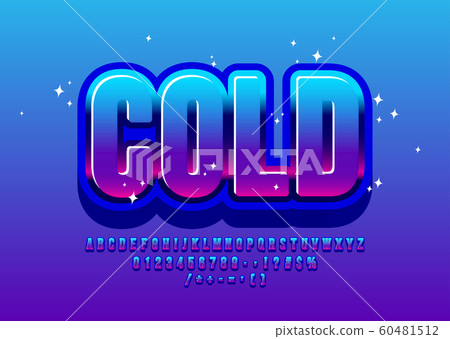 Glossy emblem Cold with Blue Font. Modern... - Stock Illustration ...