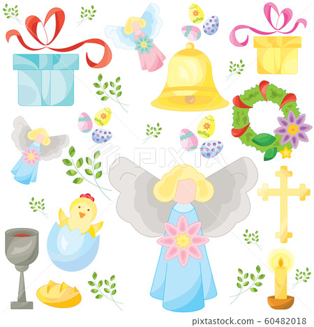 Set of easter color vector icons, signs,... - Stock Illustration ...