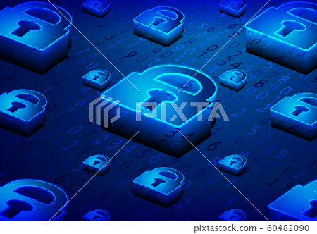 Isometric Lock, Padlock, Keyhole. Cyber security - Stock Illustration ...