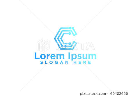 Digital Leter C Logo Designs Vector Illustration - Stock Illustration ...