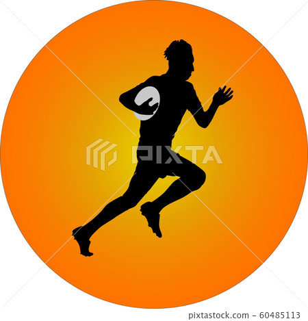 rugby player runs with a ball as a web icon - Stock Illustration ...