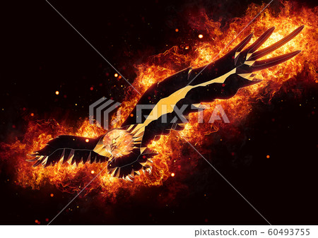 Abstract fire bird flapping - Stock Illustration [60493755] - PIXTA