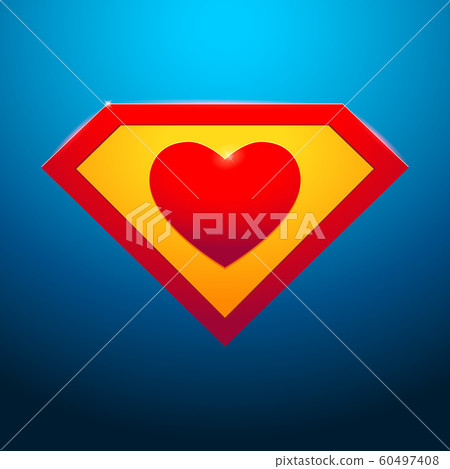 Super heart on blue background - Stock Illustration [60497408] - PIXTA