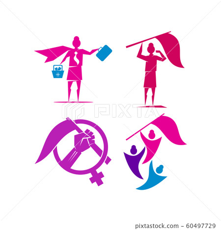 Woman power Flag logo vector illustration icon - Stock Illustration ...