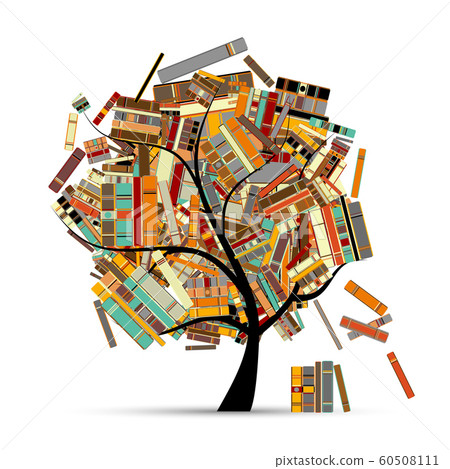 Library tree with books for your design-插圖素材 [60508111] - PIXTA圖庫