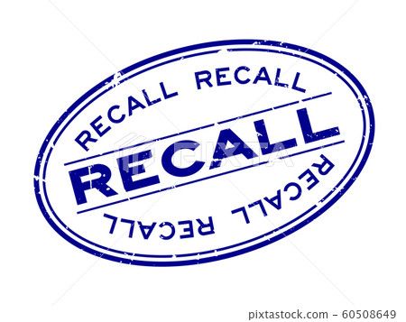 Grunge blue recall word oval rubber seal stamp - Stock Illustration ...