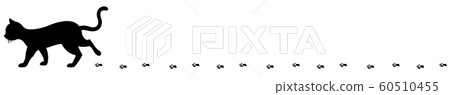Silhouette line of cats and footprints - Stock Illustration [60510455 ...