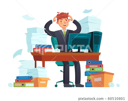 Manager overworked. Office overwork,... - Stock Illustration [60510801 ...