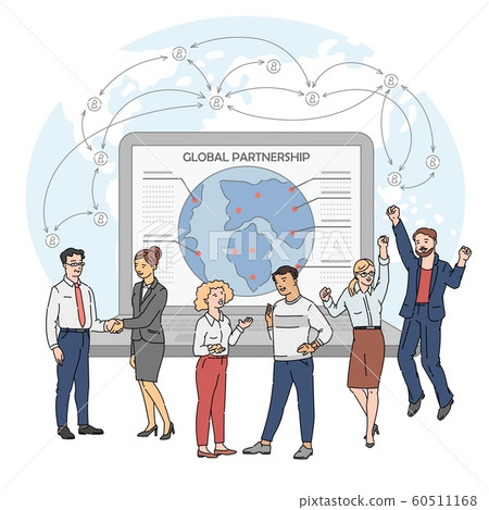 Global partnership - cartoon team of business... - Stock Illustration ...