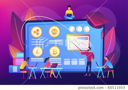 Cryptocurrency trading courses concept vector... - Stock Illustration ...