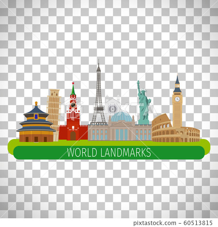 World landmarks on transparent background-插圖素材 [60513815] - PIXTA圖庫