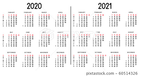 Calendar 2020 and 2021-插圖素材 [60514326] - PIXTA圖庫