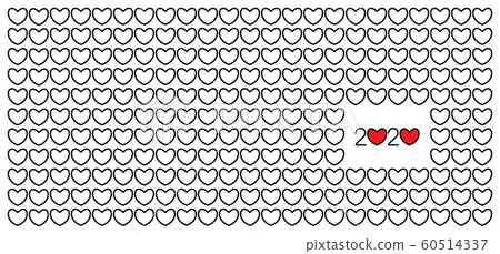 Happy New Year 2020. Red hearts. - Stock Illustration [60514337] - PIXTA