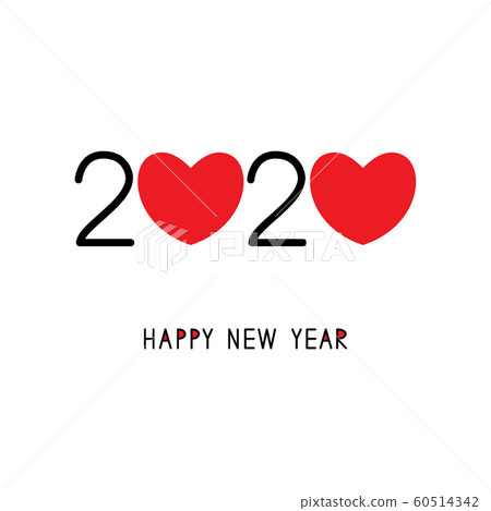 Happy New Year 2020. Red hearts. - Stock Illustration [60514342] - PIXTA
