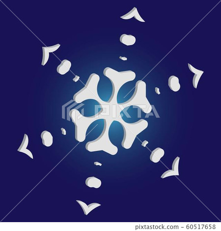 Simple snowflake with shadow on blue background. - Stock Illustration ...