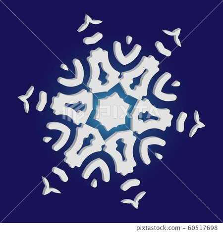 Simple snowflake with shadow on blue background. - Stock Illustration ...