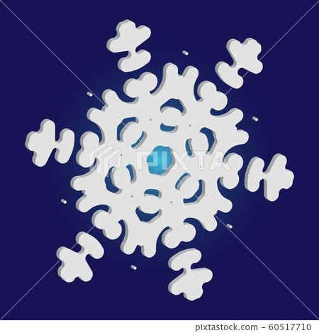 Cute snowflake with shadow on blue background. - Stock Illustration ...