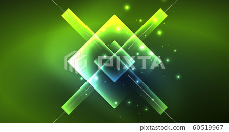Neon glowing techno square rectangle lines,... - Stock Illustration ...